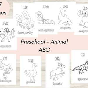 Animal ABC Coloring Pages: Preschool Learning (digital Download) - Etsy