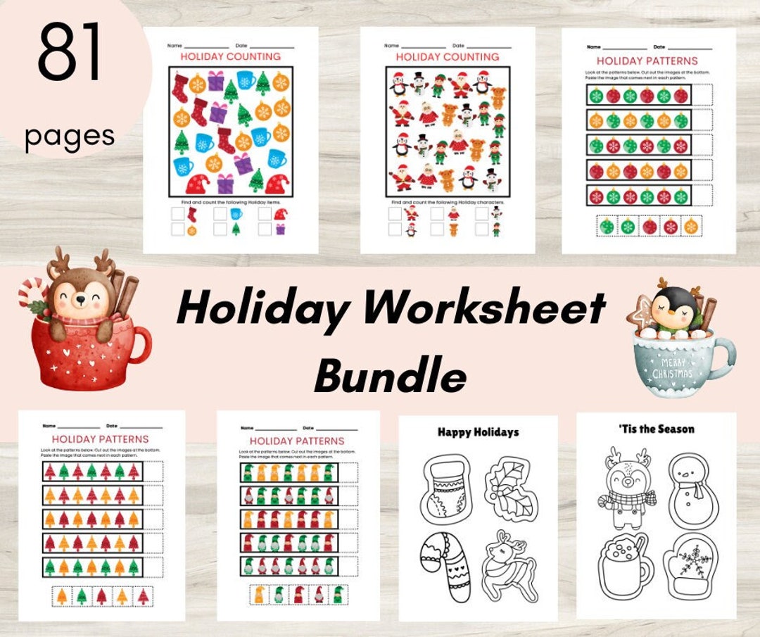 Winter, Holiday, Christmas Worksheet Bundle Preschool and Kindergarten ...