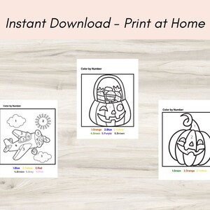 Learn the Colors and Numbers While Coloring. Pre K Worksheets, Color by ...