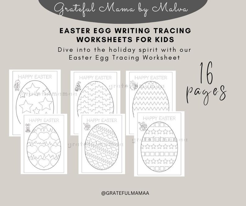 Easter Egg Tracing Worksheet for Kids - Etsy