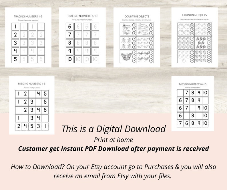 Numbers 1 to 10 Activity Worksheets for Preschool and Kindergarten. Learning Bundle - Etsy