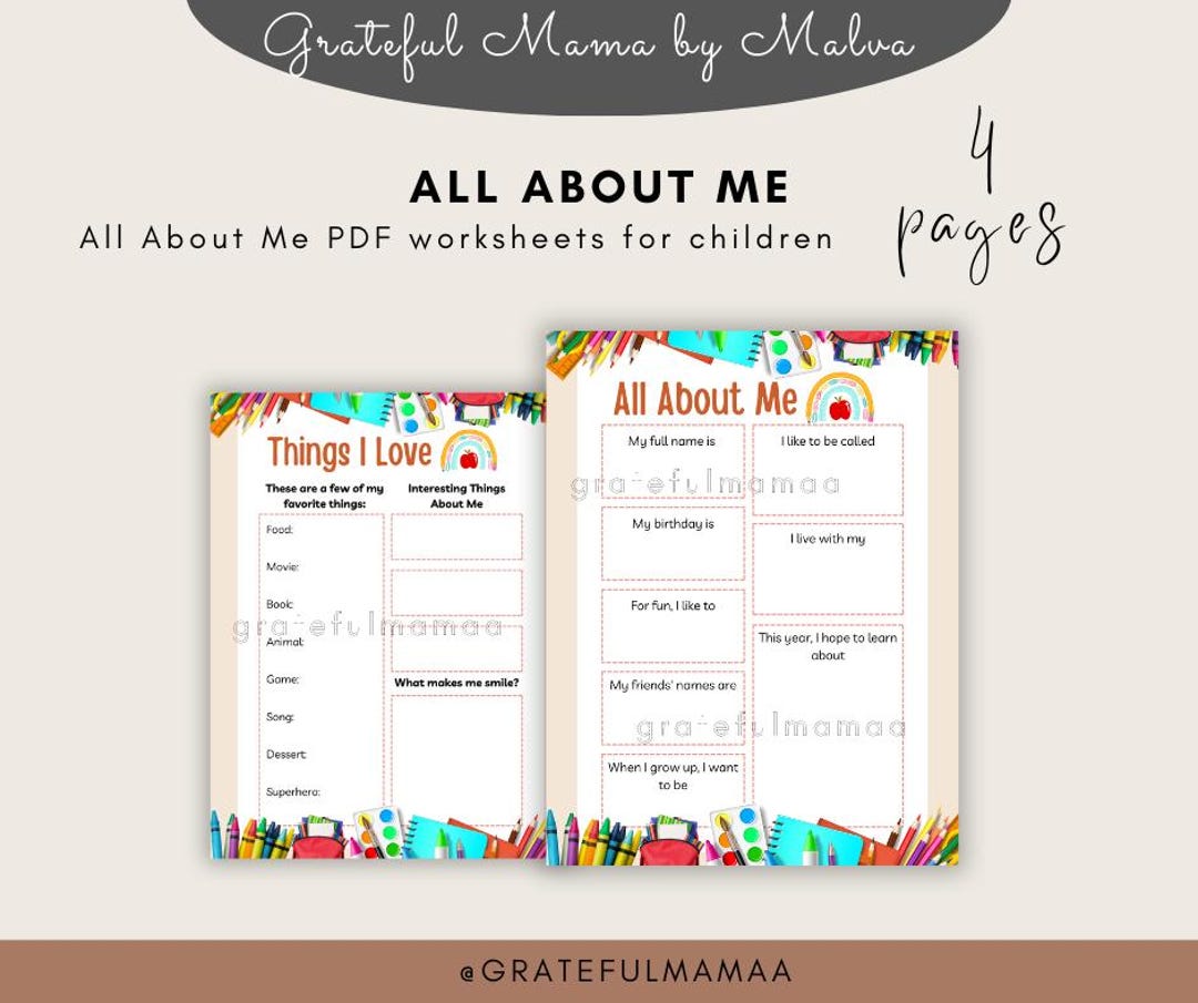 All About Me Printable: Fun & Interactive Kids' Activity, PDF Digital ...