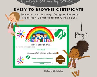 Girl Scout Bridging Ceremony Certificate INSTANT DOWNLOAD Daisy Brownie ...