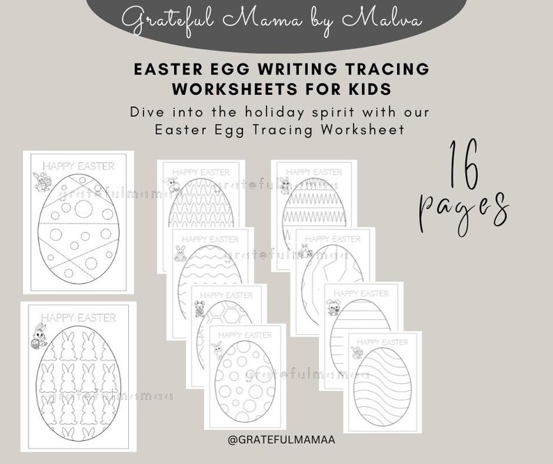 Easter Egg Tracing Worksheet for Kids - Etsy