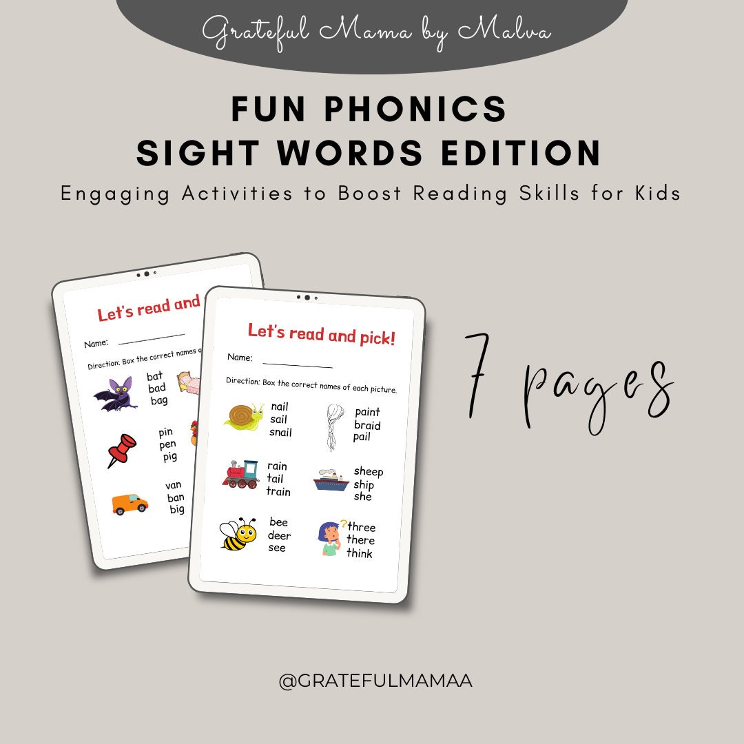 Phonics Fun: Engaging Worksheets for Kids to Master Sight Words - Etsy