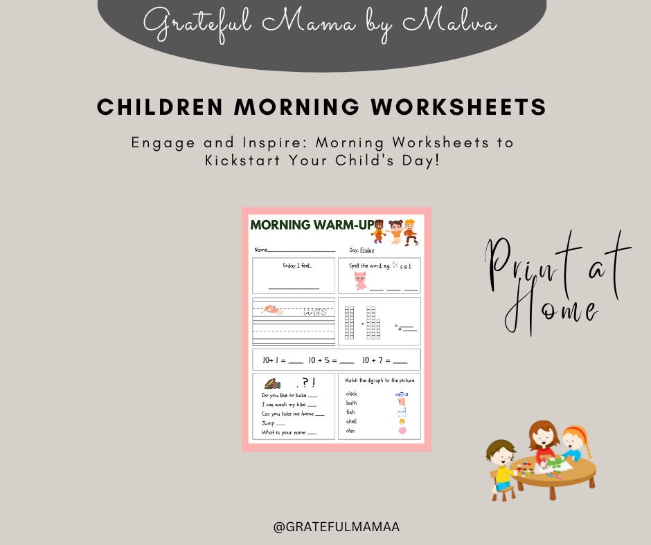 Morning Worksheets for Elementary School - Etsy