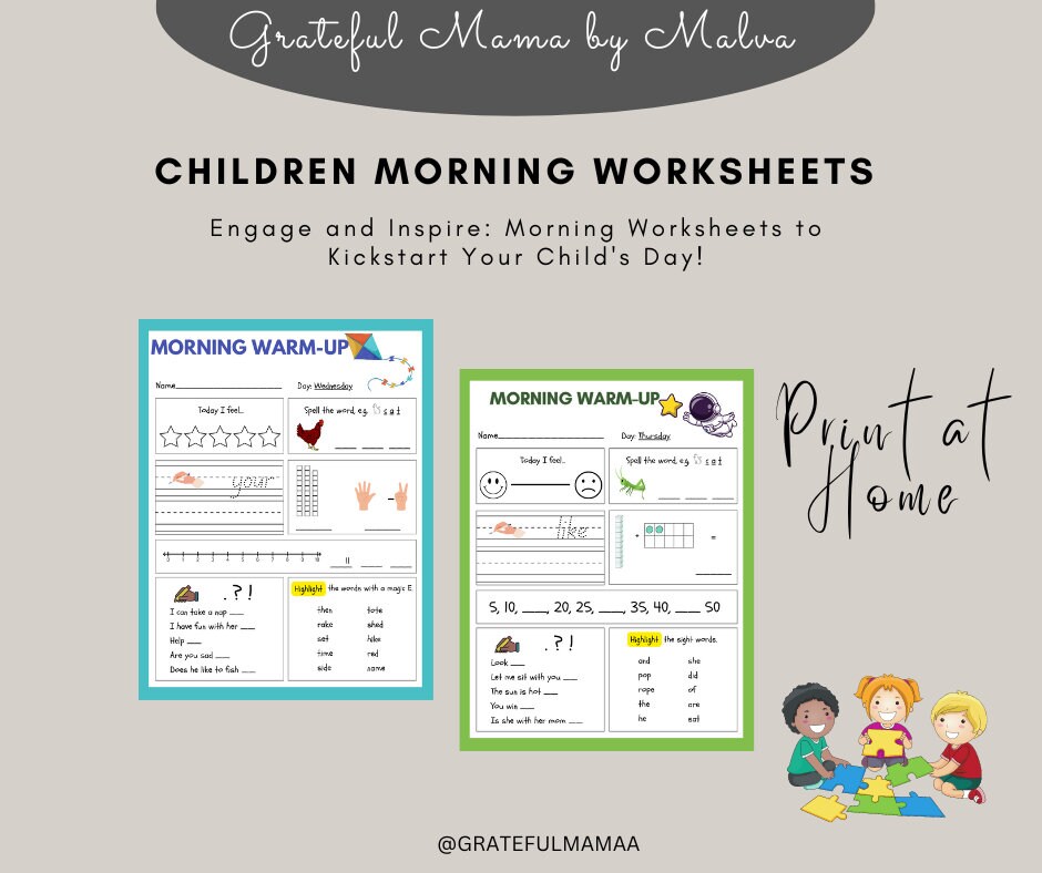 Morning Worksheets for Elementary School - Etsy