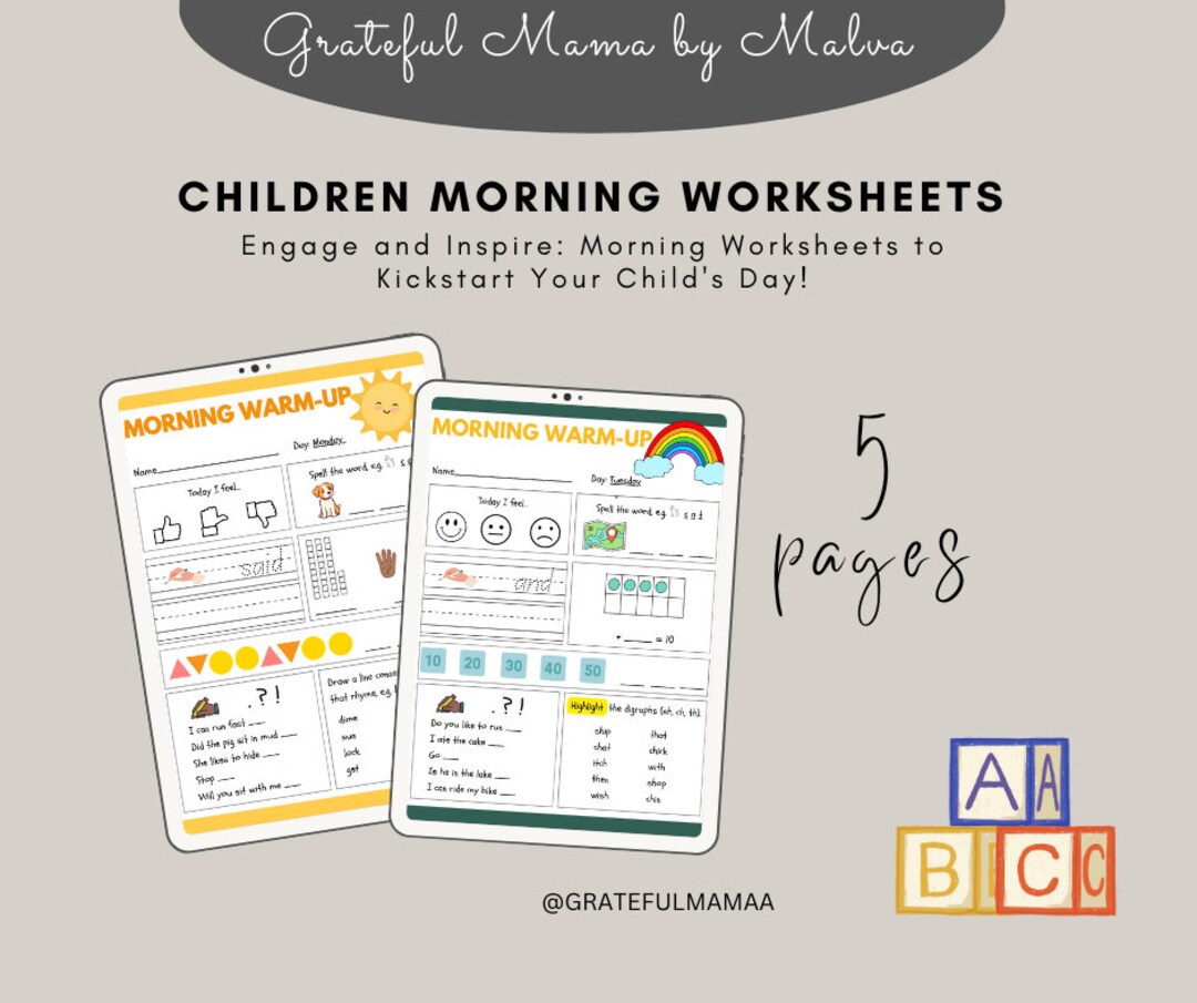Morning Worksheets for Elementary School - Etsy