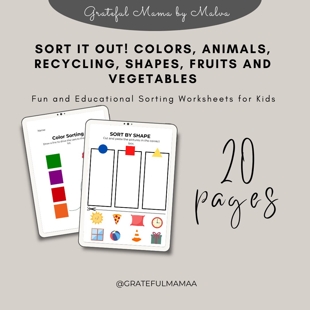 Sort and Learn: Fun Worksheets for Kids to Master Colors, Animals ...