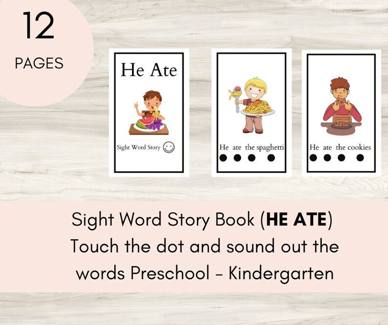 Sight Word Story Book (HE ATE) - Touch the Dot and Sound Out the Words ...