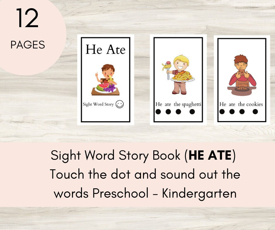 Sight Word Story Book (HE ATE) - Touch the Dot and Sound Out the Words ...