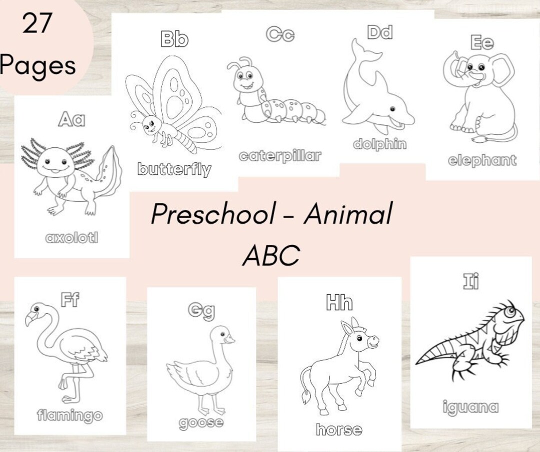Animal ABC Coloring Pages: Preschool Learning (digital Download) - Etsy