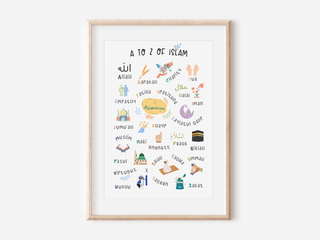 Islamic Wall Art for Kids | the Muslim Alphabet, Cute Artwork Perfect ...