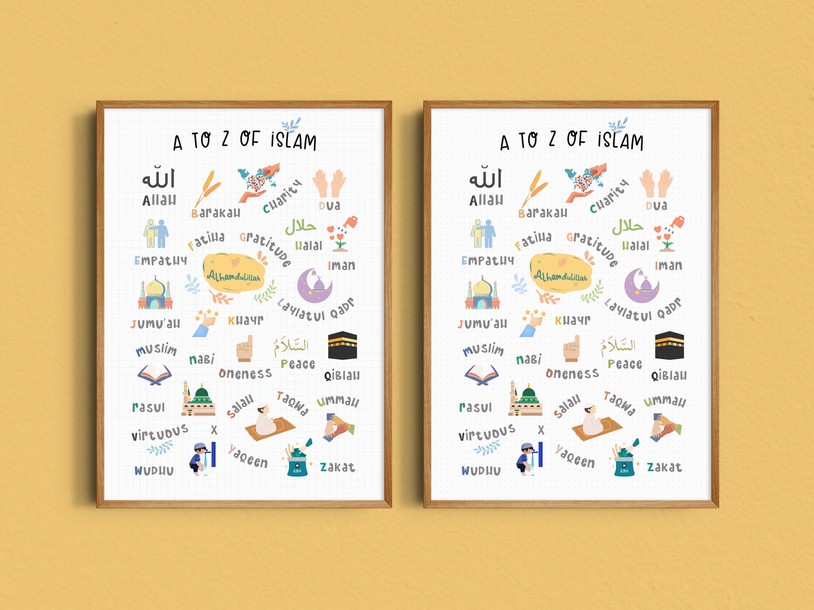 Islamic Wall Art for Kids | the Muslim Alphabet, Cute Artwork Perfect ...