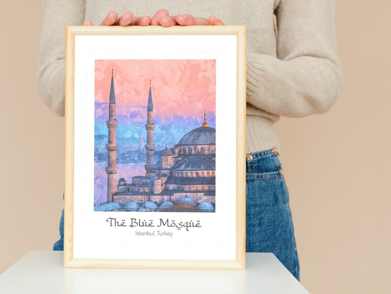 Blue Mosque Digital Art Download | Istanbul, Turkey Art | Watercolour ...