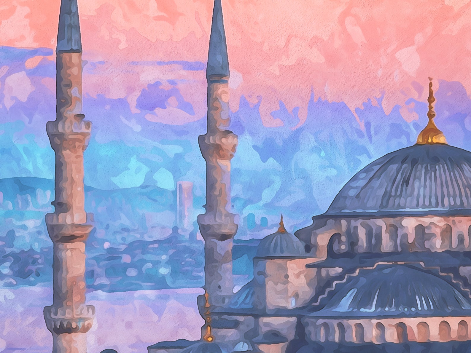 Blue Mosque Digital Art Download | Istanbul, Turkey Art | Watercolour ...