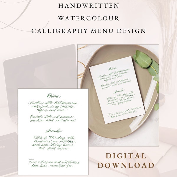 Watercolor Wedding Menu - Etsy