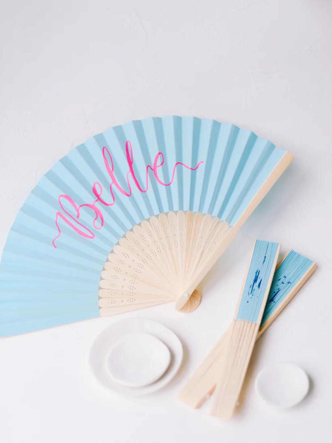 Personalised Paper Fans | Light Blue - Etsy
