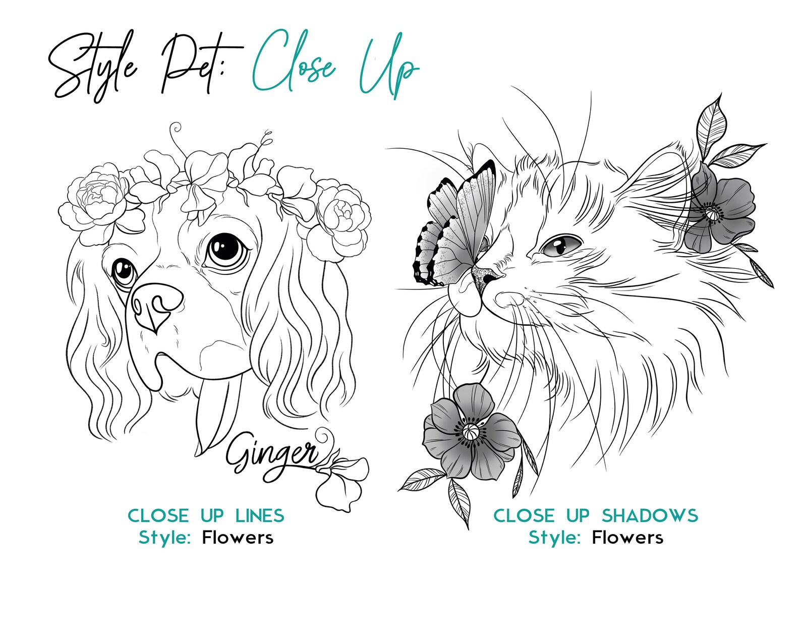 Custom Pet Drawing DIGITAL PORTRAIT Outline Sketch Photo Dog - Etsy