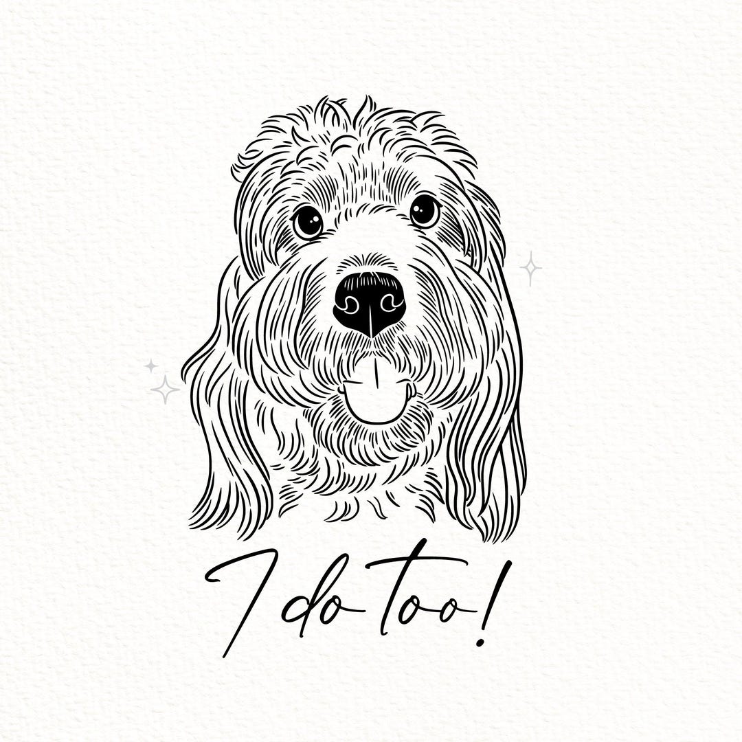 Pet Line Drawing From Photo Wedding Napkins Signs Dog Cat Portrait ...