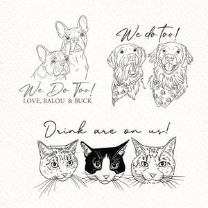 Pet Line Drawing From Photo Wedding Napkins Signs Dog Cat Portrait ...