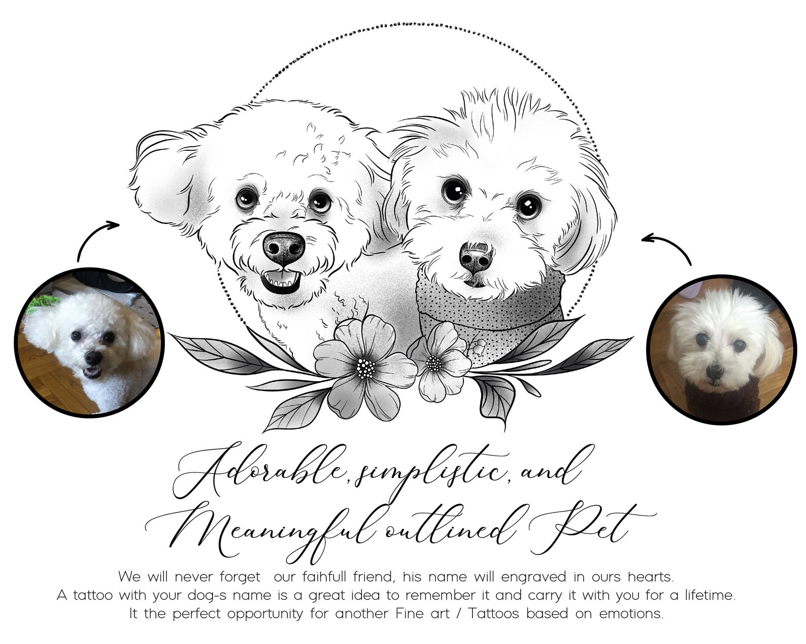 Custom Pet Drawing DIGITAL PORTRAIT Outline Sketch Photo Dog - Etsy