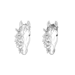 Custom Horse Tattoo Design, Horse Portrait and Flowers Tattoo, Horse ...