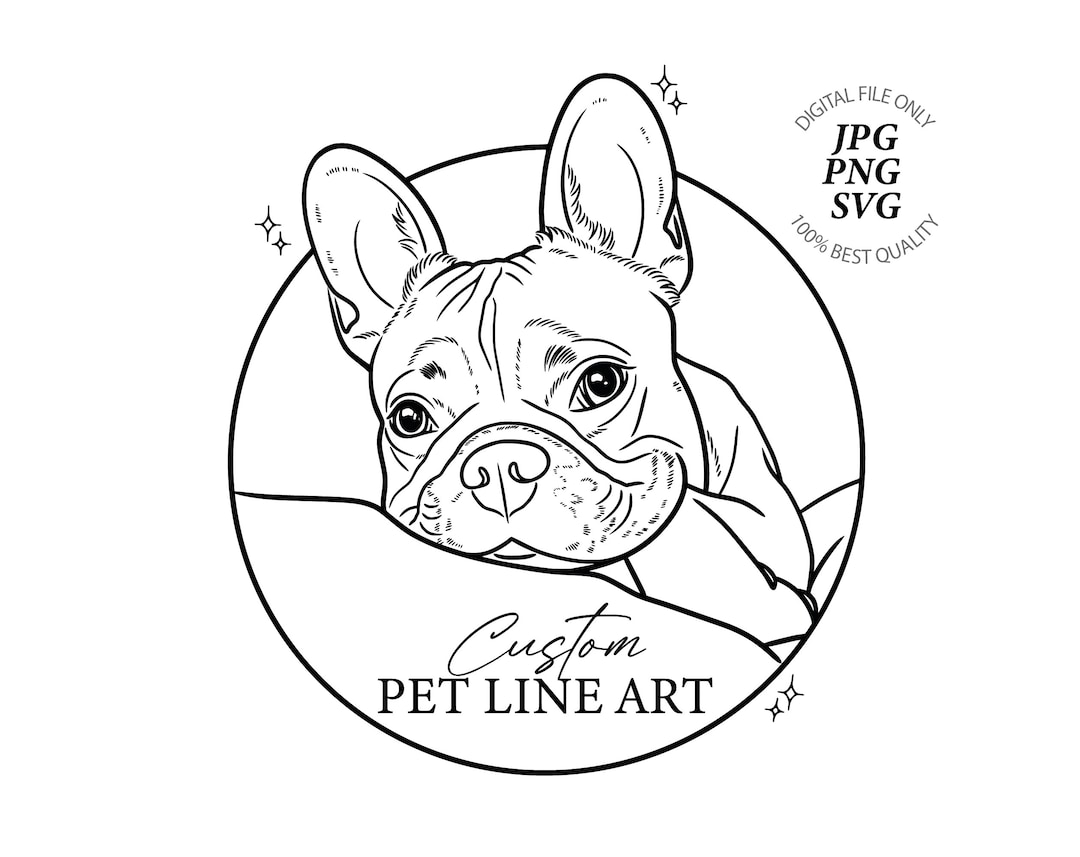 Custom Pet Outline Drawing, Pet Portrait From Photo, Dog Head Drawing ...