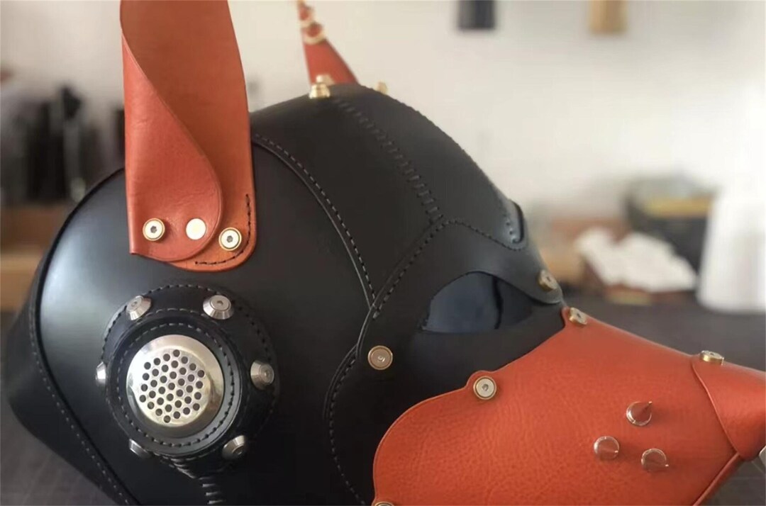 Handmade Leather Dog Head Mask - Etsy