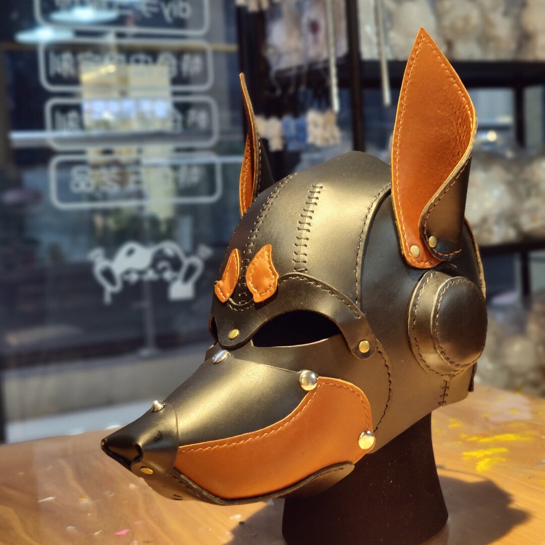 Handmade Leather Puppy Dog Head Mask Steampunk Party Costume Cosplay ...