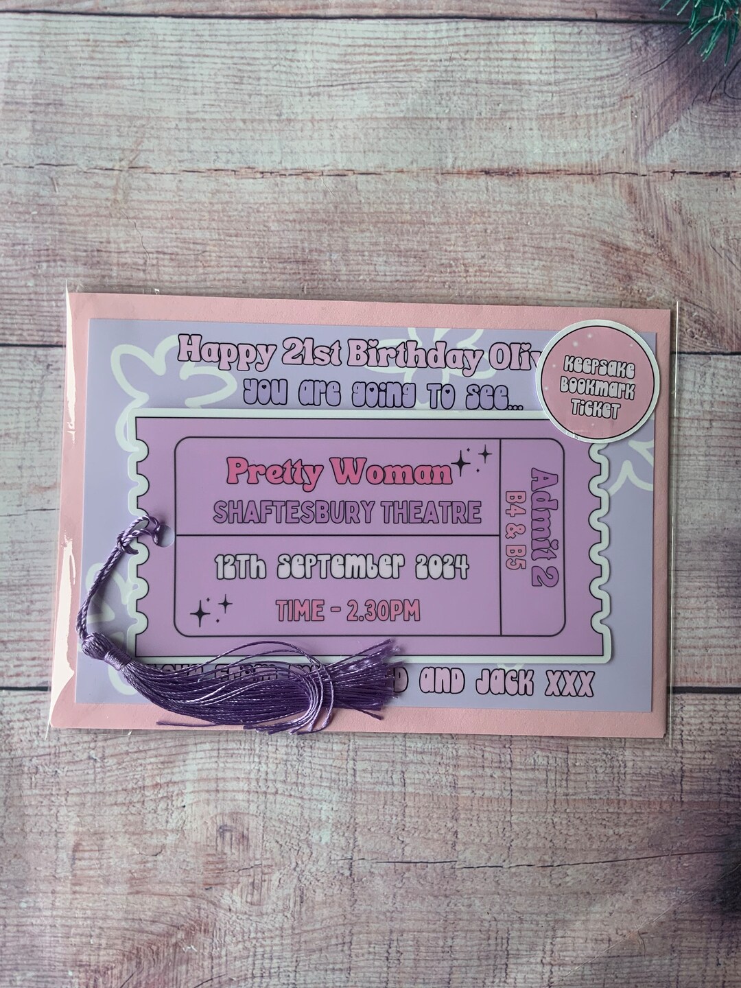 Custom Bookmark Theatre Ticket Reveal, Concert Ticket, Afternoon Tea ...