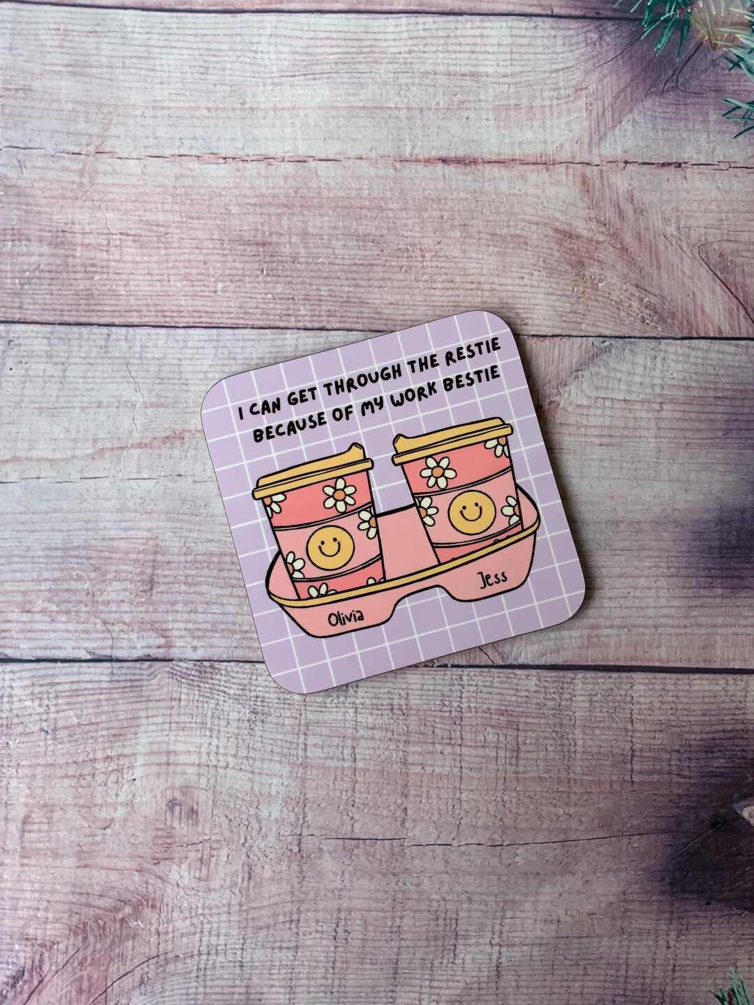 Work Best Friend Custom Coaster, Galentines Gift for Her, Work ...