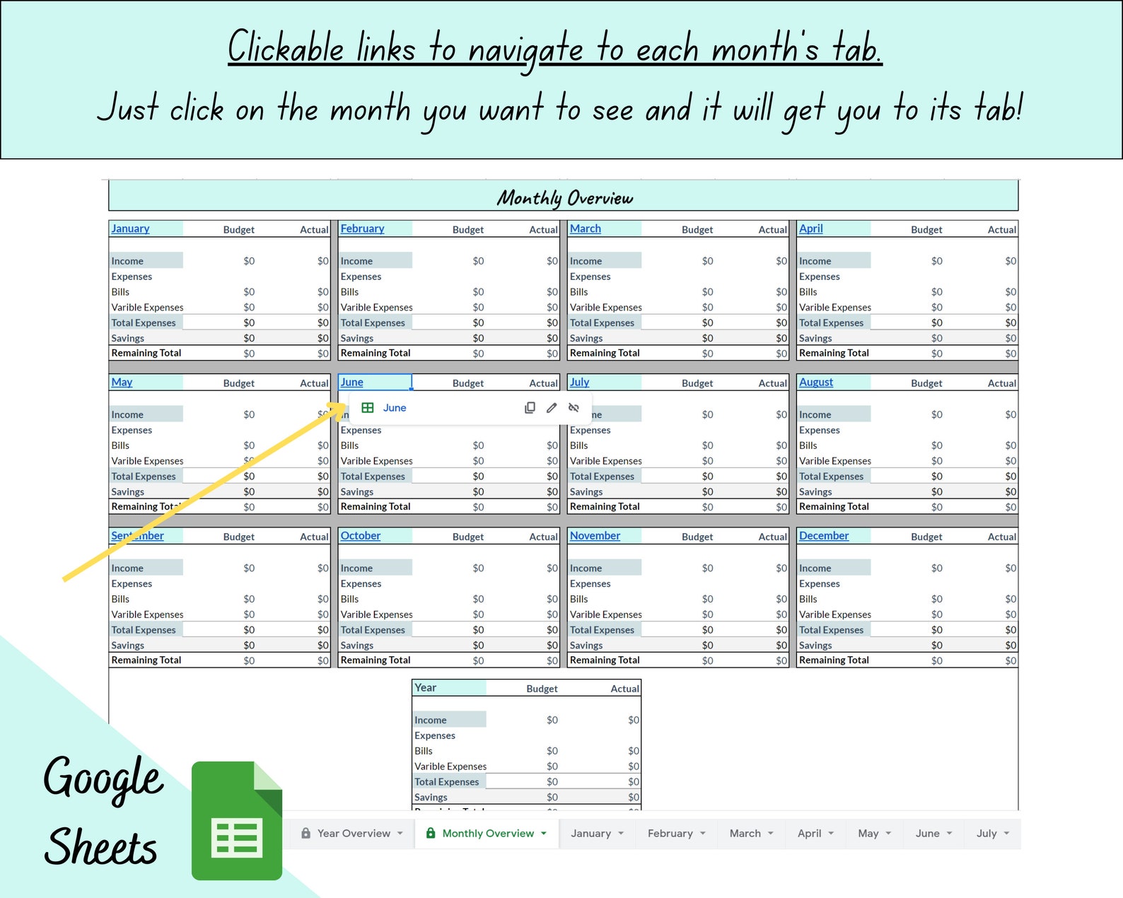 Annual Budget Tracker | Google Sheets Budget Spreadsheet | Personal ...