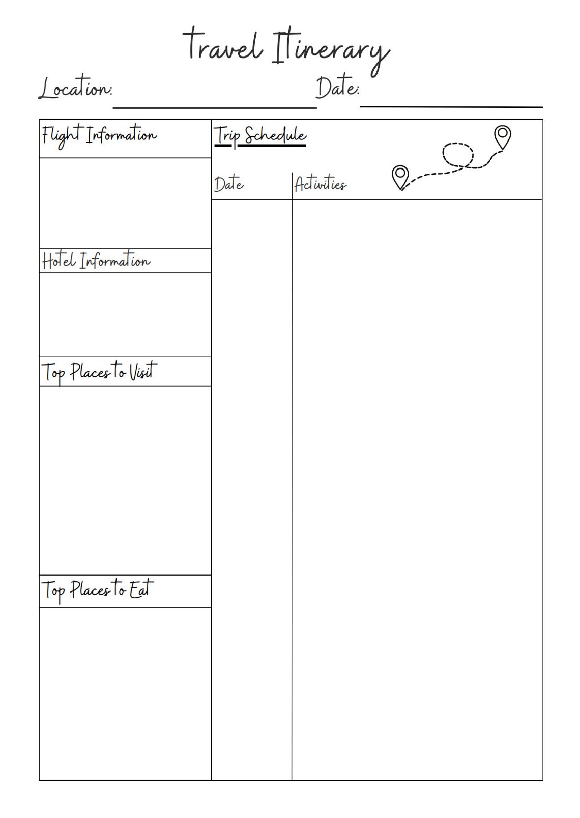 Minimalist Travel Itinerary Template | PDF Instant Download | Printable ...