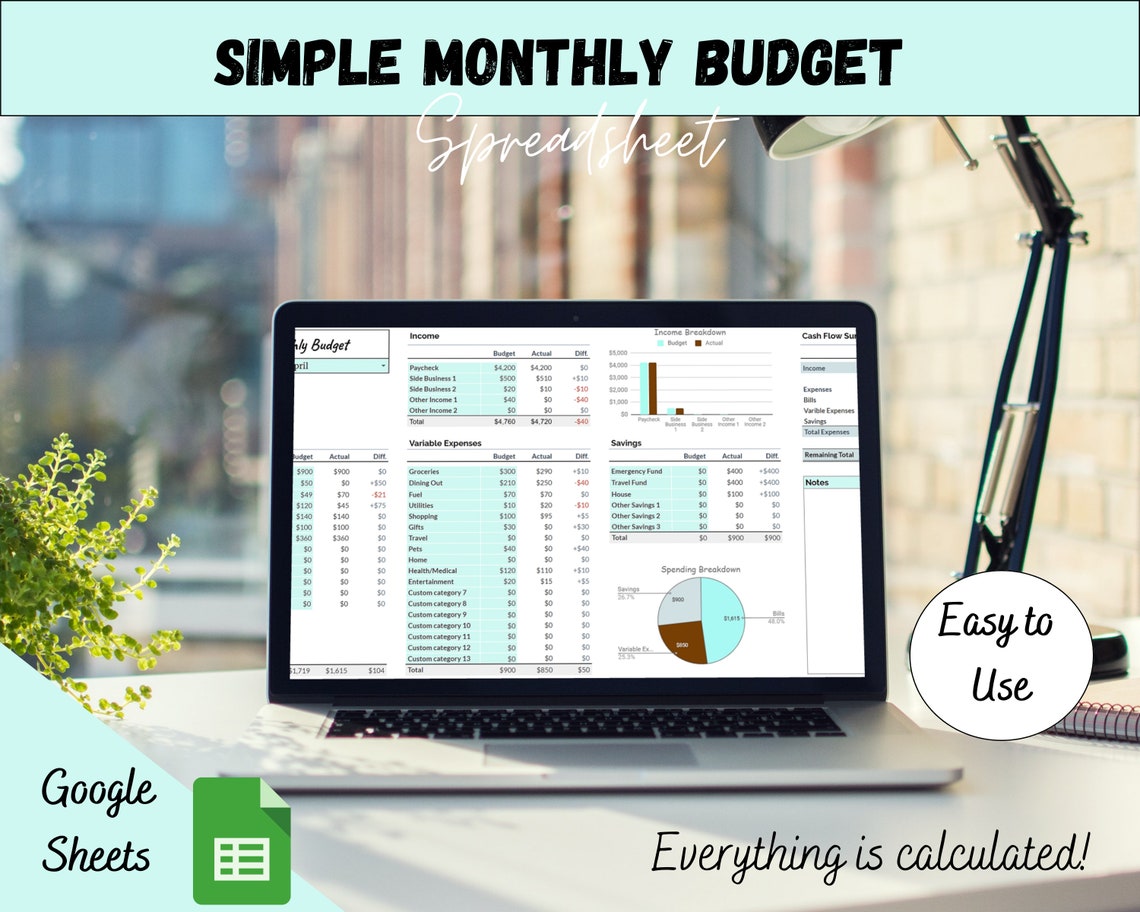 Monthly Budget Tracker Google Sheets Budget Template Financial Planner ...