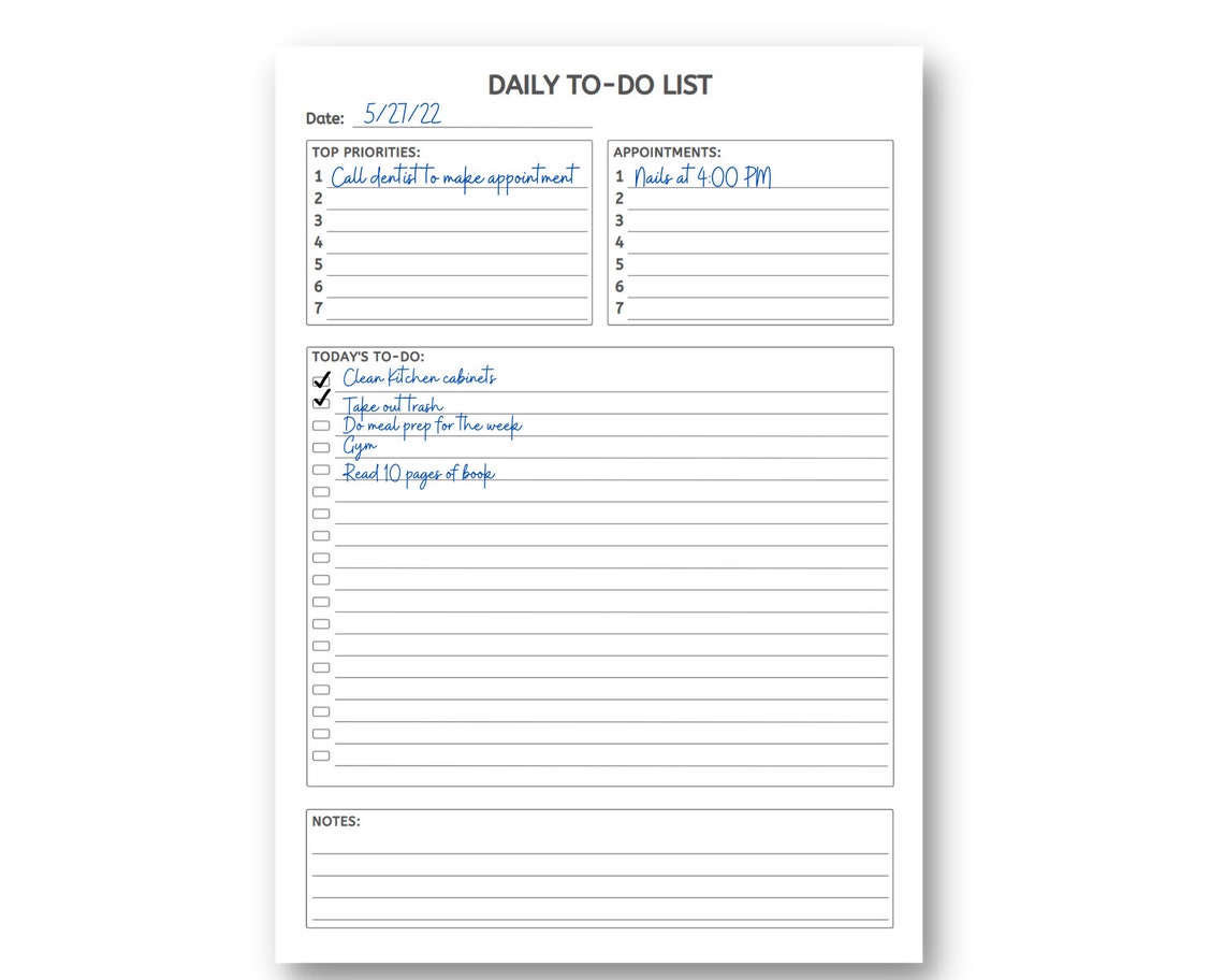 Daily to Do List Template Daily Task Printable PDF Instant Download A4 ...