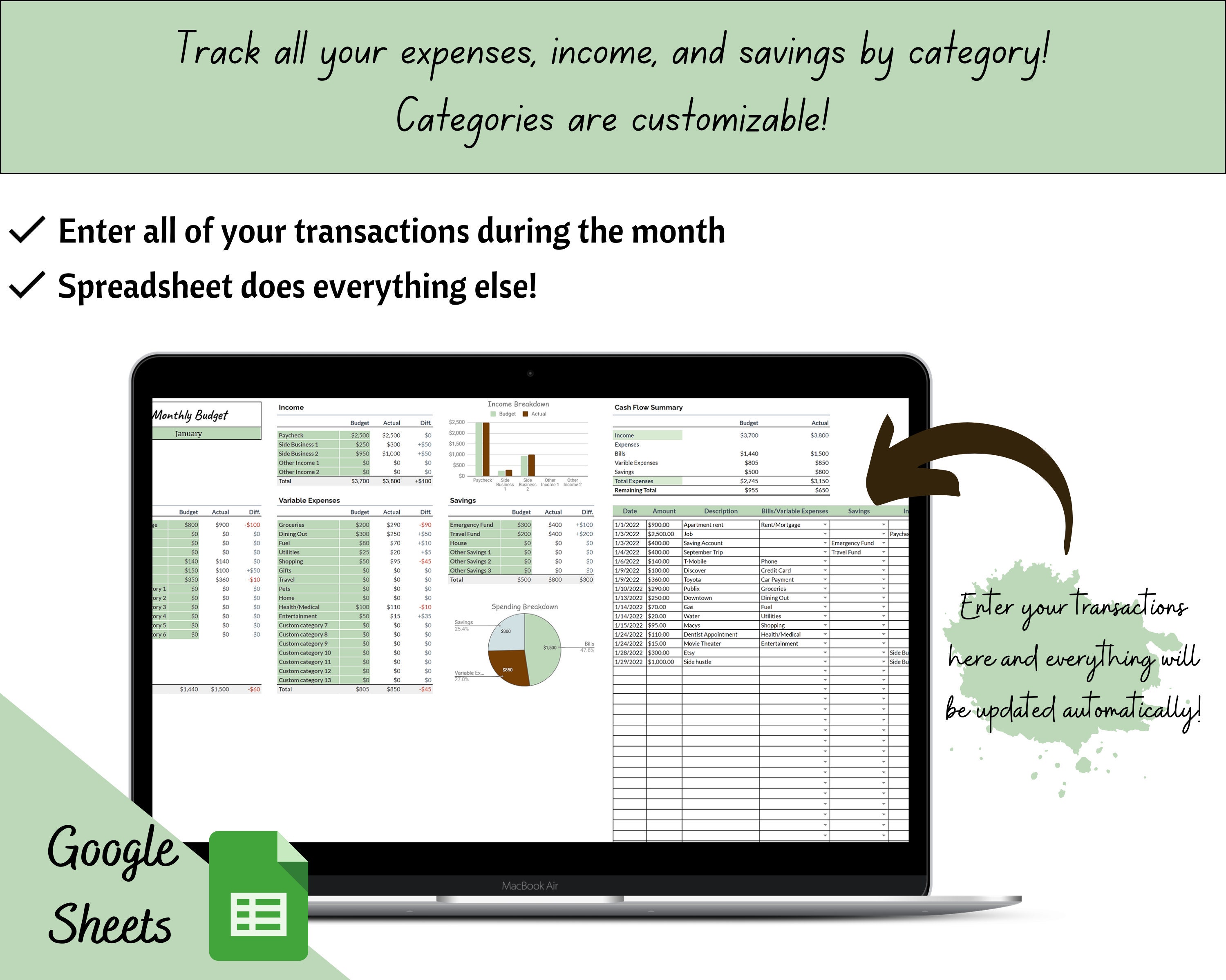 Personal Finance, Annual Budget Tracker, Income and Expense Tracker ...