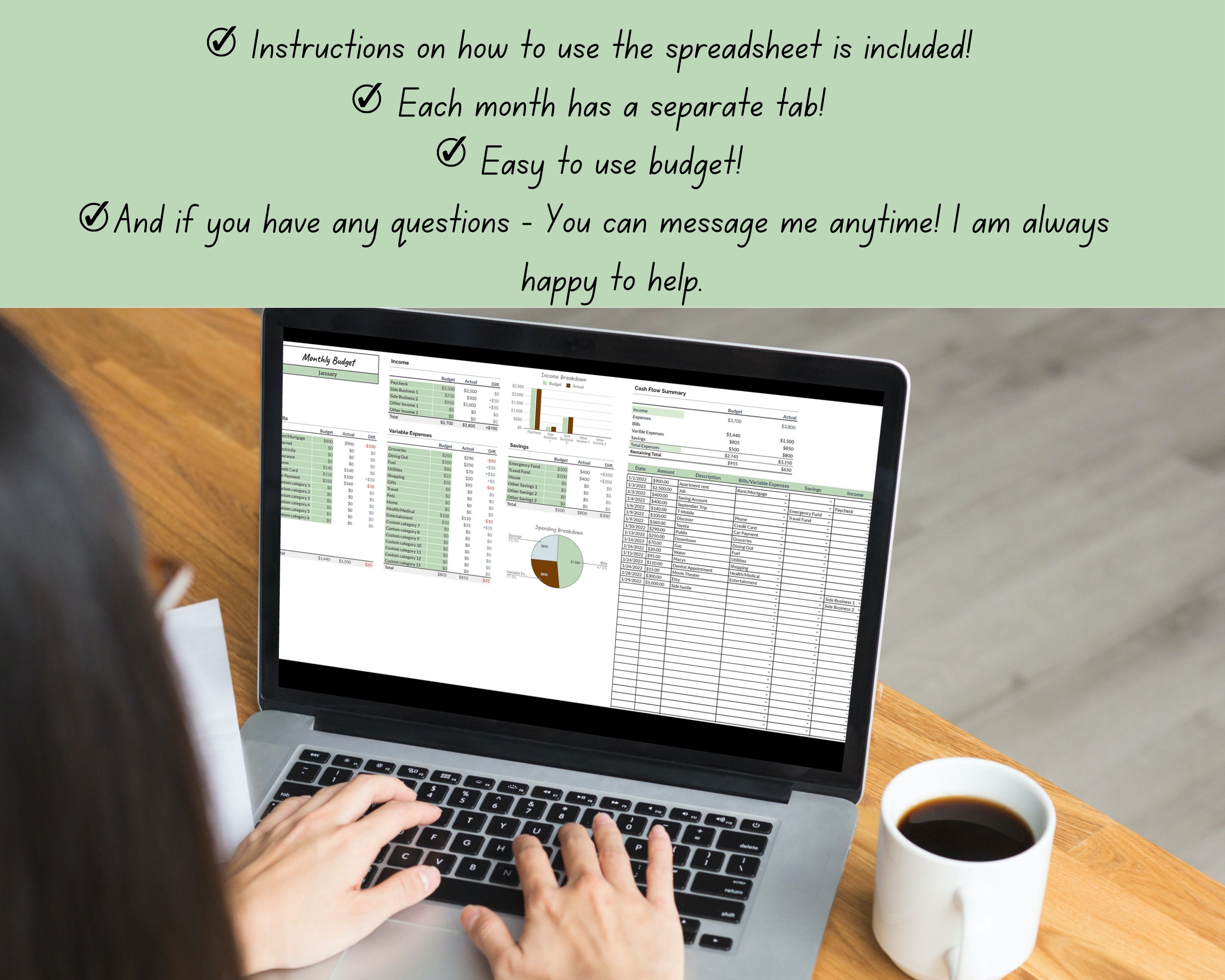 Personal Finance, Annual Budget Tracker, Income and Expense Tracker ...
