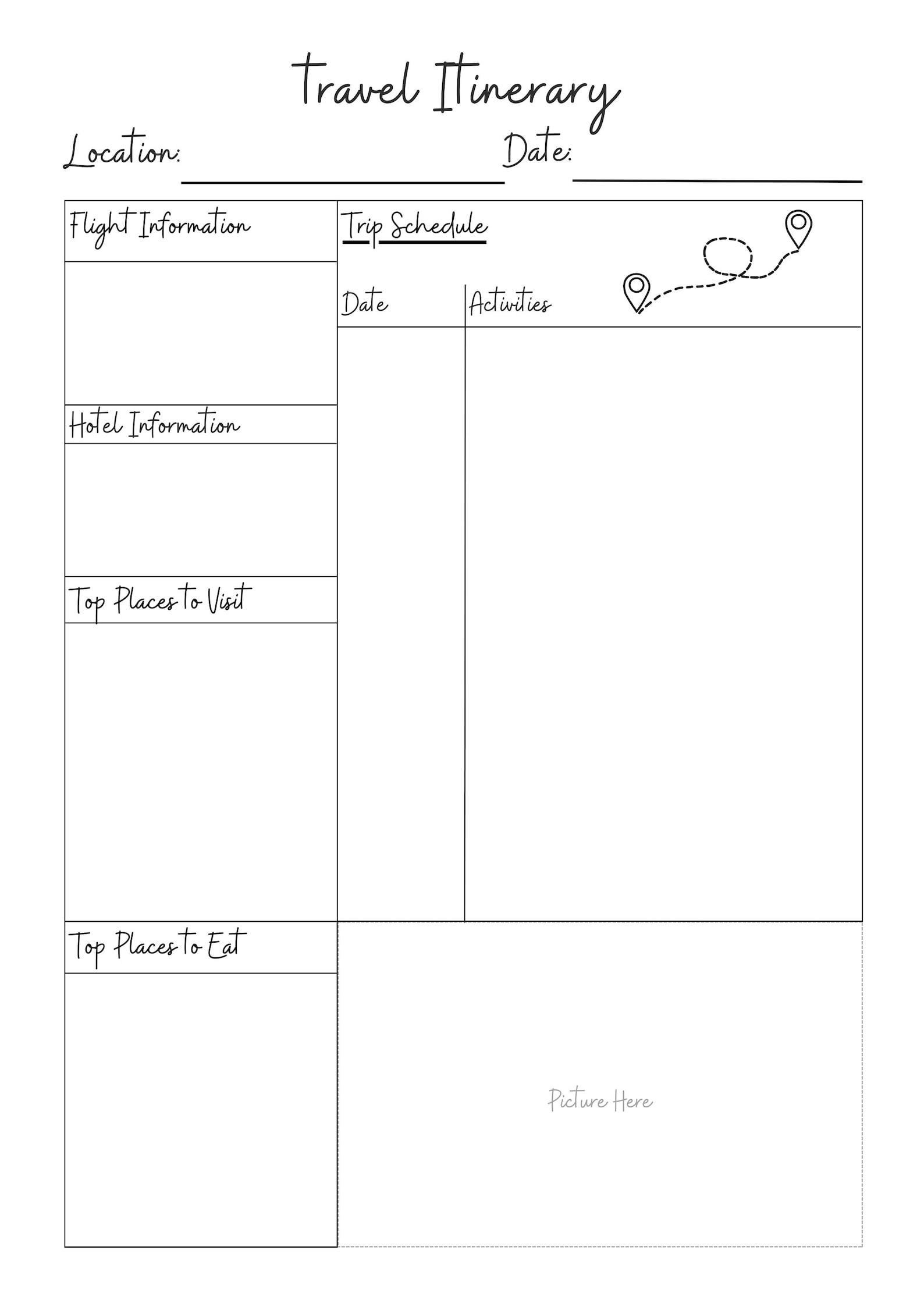 Printable Travel Itinerary, Vacation Planning Template, Summer Daily ...