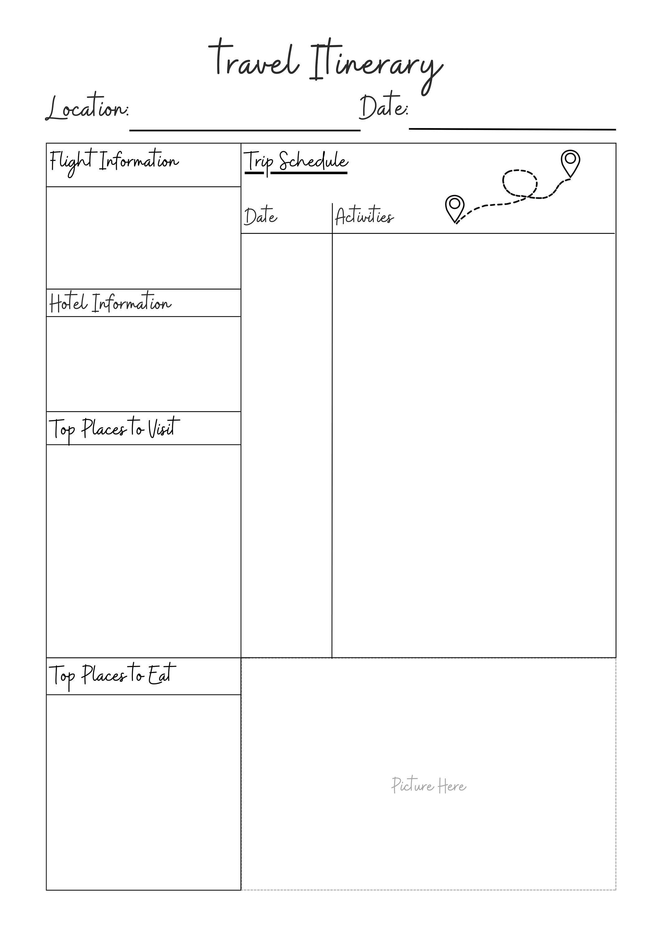 Printable Travel Itinerary, Vacation Planning Template, Summer Daily ...