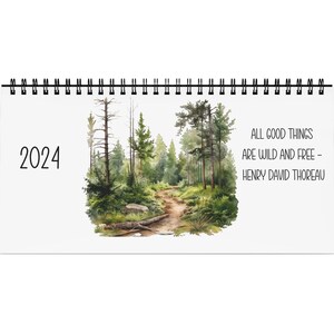 2024 Desk Calendar Watercolor Forest Landscapes and Adventure Quotes ...