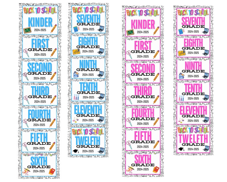 First Day of School Printable Signs, All Grades School Signs for Photos ...