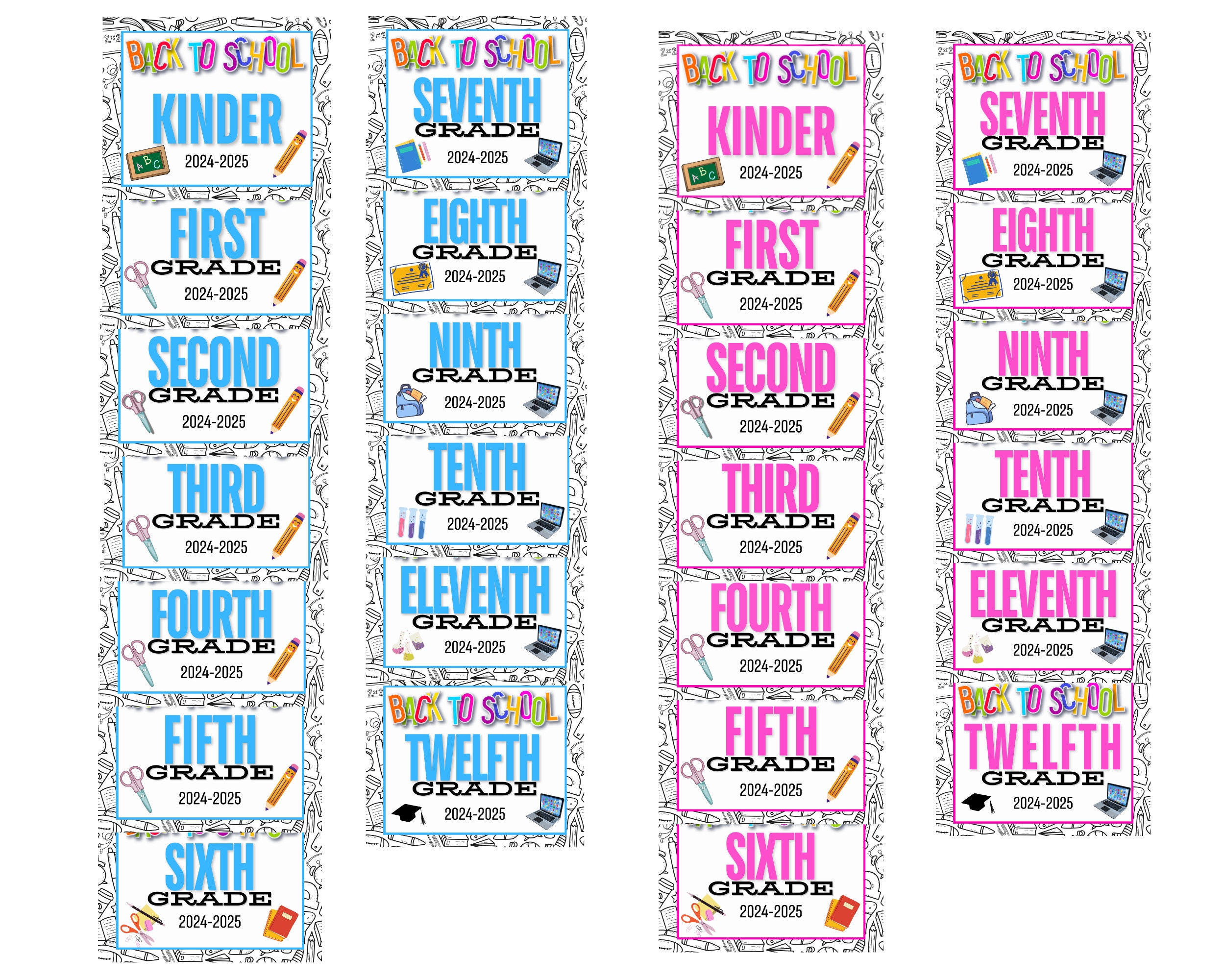 First Day of School Printable Signs, All Grades School Signs for Photos ...
