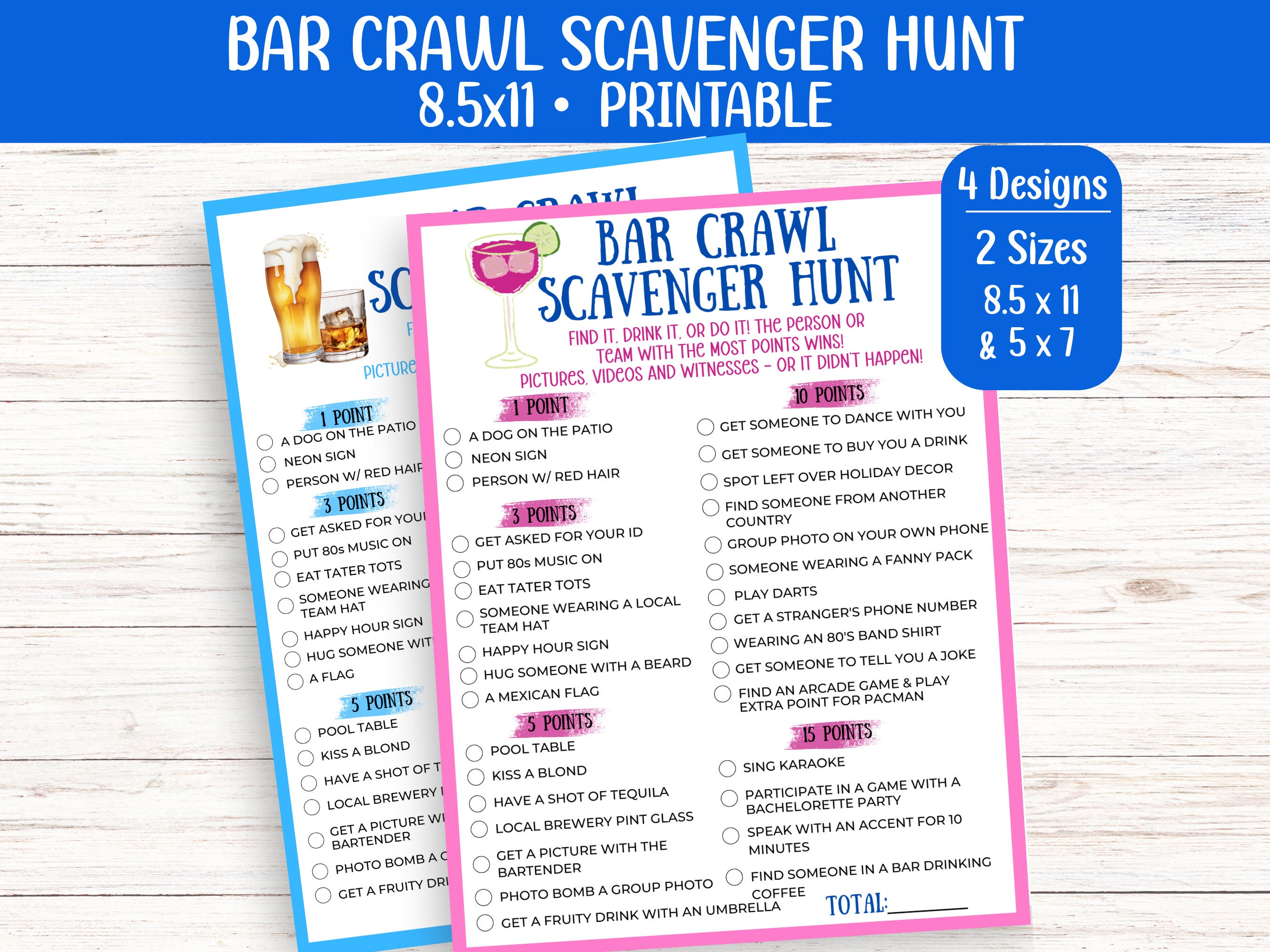 Bar Crawl Scavenger Hunt, Bar Crawler, Adult Drinking Game Pub Crawl ...