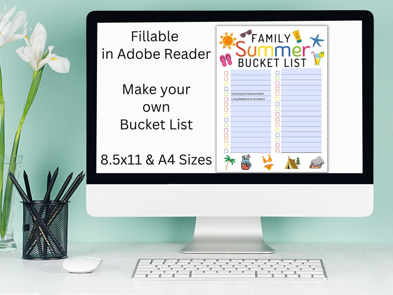 Printable Summer Bucket List, Editable Bucket List, Fillable Summer to ...