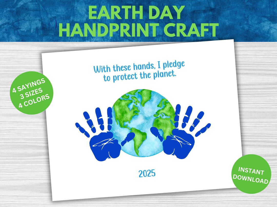 Earth Day Handprint Art Activity, Earth Day Craft, Printable Earth Week ...
