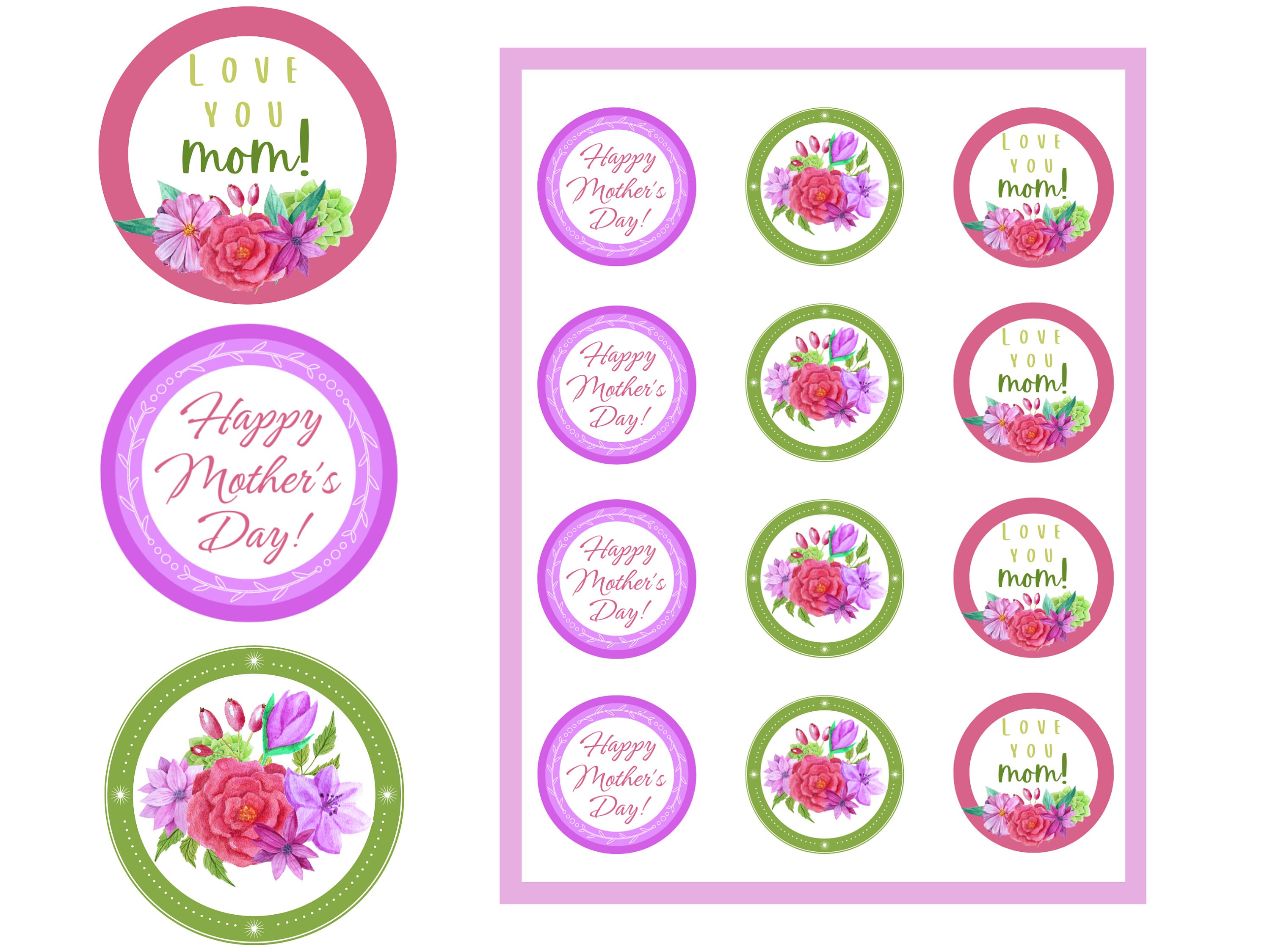 Mother's Day Cupcake Toppers Printable Mother's Day - Etsy