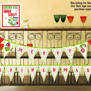 Grinch Christmas Party Banner, Merry Grinchmas Bunting Banner ...