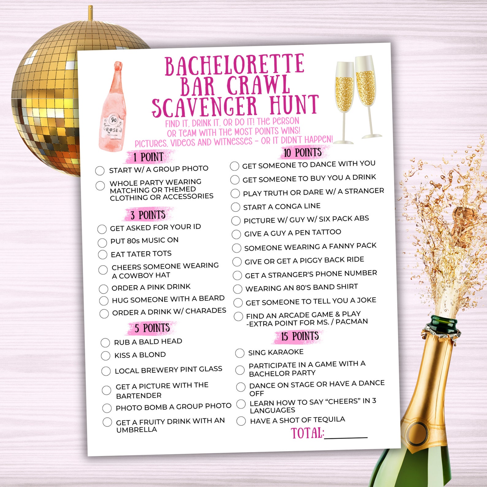 Bachelorette Bar Crawl Scavenger Hunt, Bachelorette Party Scavenger ...