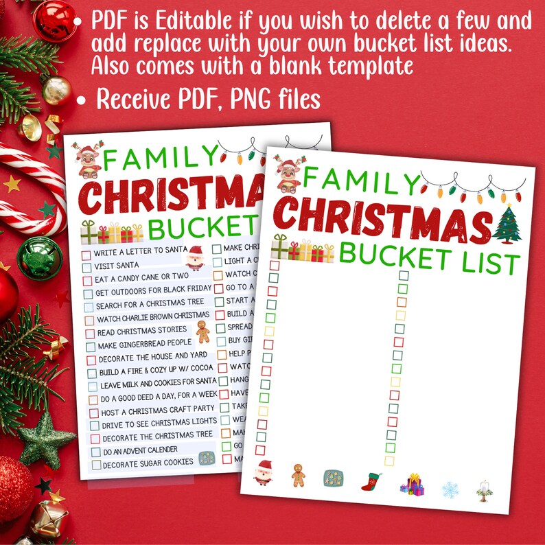 Christmas Bucket List Printable, Editable Holiday to Do List, Family ...